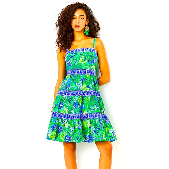 Lilly Pulitzer | Dresses | Nwt Lilly Pulitzer Casidee Cotton Dress Botanical Green In A Flutter ...